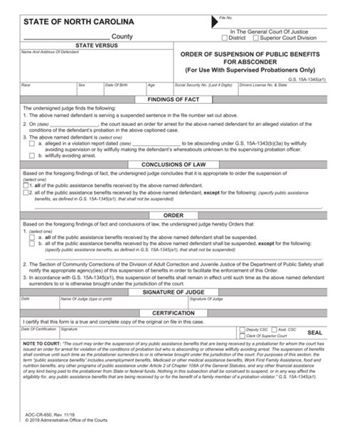 Form Aoc Cr 650 Fill Out Sign Online And Download Fillable Pdf North Carolina Templateroller