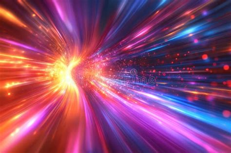 Colorful Energy Burst Creating A Dynamic Cosmic Background With Radiant Light Trails At Night