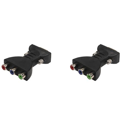 2x 3rca Rgb Female To Hd 15 Pin Vga Style Component Video Jack Adapter