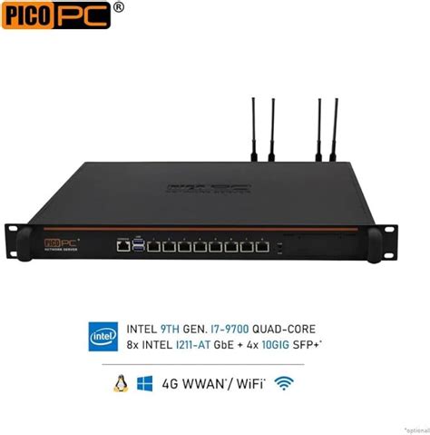 Picopc 1u Rack Mount Router Intel Core I7 9700 8 Lan 4 10gig Sfp 4g 1u Rackmount Server Sd Wan
