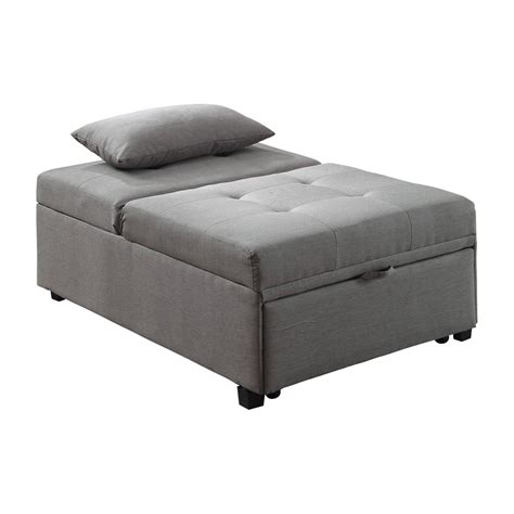 Furniture Of America Lilian Contemporary Fabric Futon Ottoman In Gray