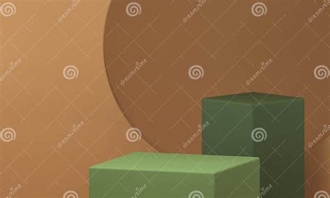 3d Pedestal Level Stage Empty Showcase Green Geometric Square Rectangle