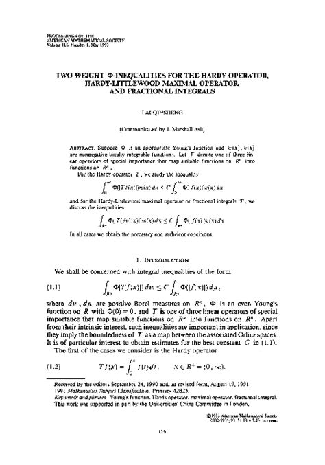 Pdf Two Weight Φ Inequalities For The Hardy Operator Hardy Littlewood Maximal Operator And