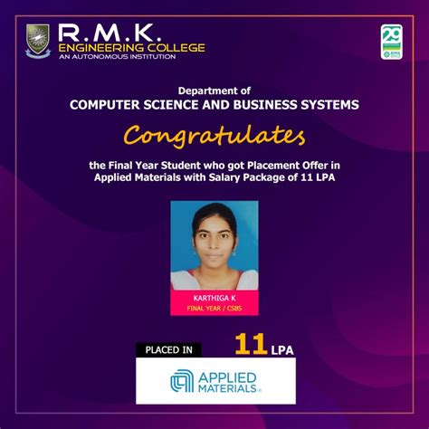 Rmkec Csbs On Linkedin Hearty Congratulations To Ms Karthiga K