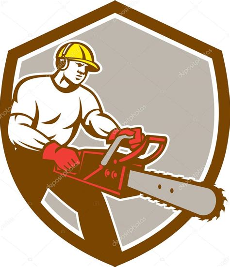 Lumberjack Tree Surgeon Arborist Chainsaw Shield Stock Vector Image By