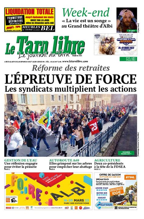 Le Tarn Libre N202310 du 10 mars 2023 à télécharger sur iPad