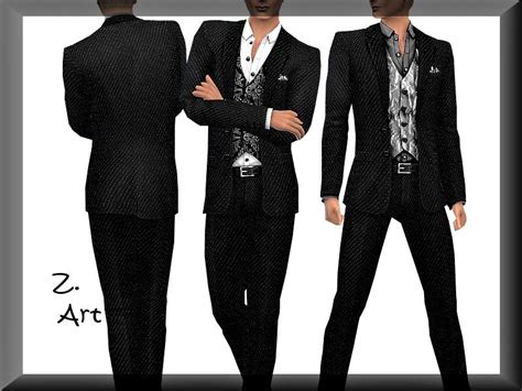 Fine Mottled Suit With Vest And Silk Shirt D Found In TSR Category Sims Male Everyday Sims