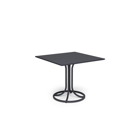 Garden 4 Seats Square Table With Steel Sheet Top Outside In Steel Collection Collier