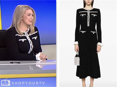 Fox And Friends March 2025 Karoline Leavitts Black Pearl Trim Knit