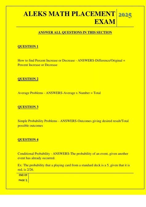 Aleks Math Placement Exam Questions And Answers 2025 Aleks Math Placement Stuvia Us