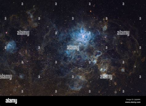 Large Magellanic Cloud With Tarantula Nebula Visible In Center Stock