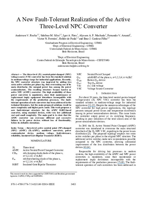 Pdf A New Fault Tolerant Realization Of The Active Three Level Npc Converter