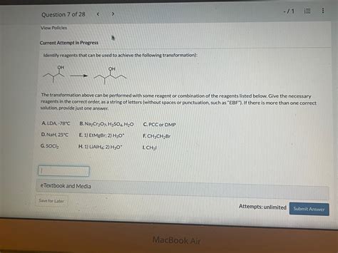 Solved Current Attempt In Progressidentify Reagents That Can Chegg