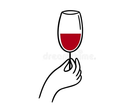 Female Hand Holding Glass Of Red Wine Doodle Hand Drawn Icon Outline