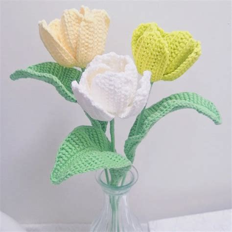 Tulip Pattern Tunisian Version Crochet Flower Pdf Pattern Craft Diy