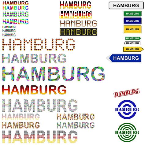 함부르크 텍스트 디자인 세트 벡터 Ai Eps Uidownload