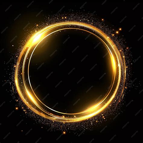 Golden Ornate Round Frame On Decorated Wallpaper Gold Circle With