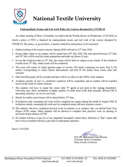Ntu Policy For Online Exams Pdf Pdf Academic Term Course Credit