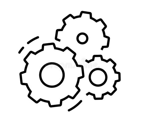 Gear Cog Wheel System Working Function Icon Line Stroke Outline Graphic Vector Cogwheel