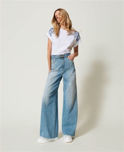 Расклешенные джинсы с пряжкой 241tt2390 Twinset — купить в интернет магазине бренда женской