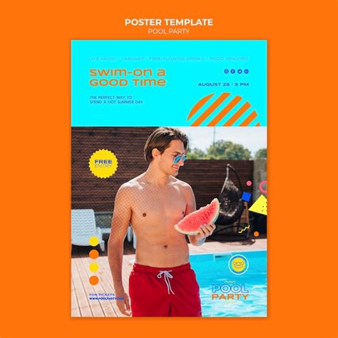 수영장 파티 인쇄 템플릿 무료 Psd 파일