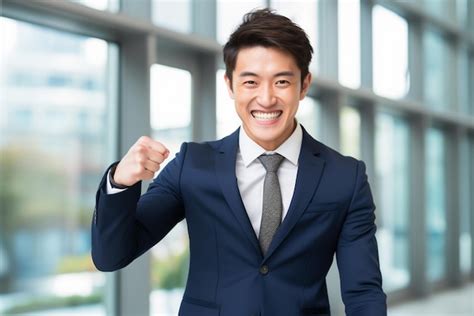Premium Ai Image A Happy Office Man In Full Of Enthusiasm Generative Ai