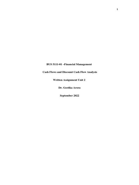 Written Assignment Unit2 Pdf Net Present Value Economies