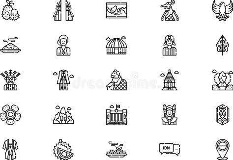 Indonesia Icons Collection Is A Vector Illustration With Editable Stroke Stock Vector