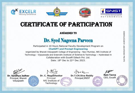 Dr Syed Nageena Parveen On Linkedin Successfully Completed 10hrs