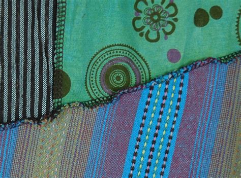 Cool Autumn Asymmetric Floral Patchwork Hanky Skirt Green Patchwork