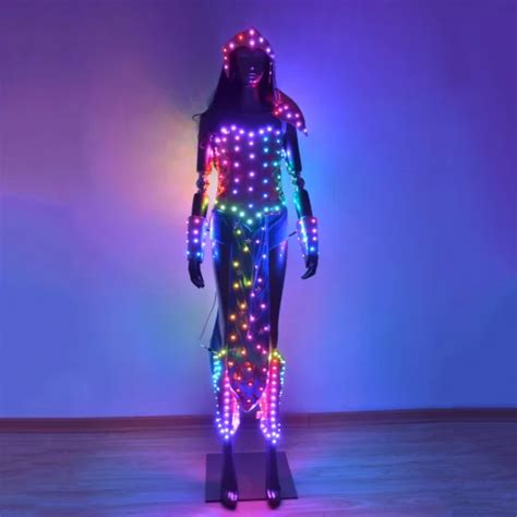 Led Female Warrior Suits Luminous Costume Suits Light Clothing For