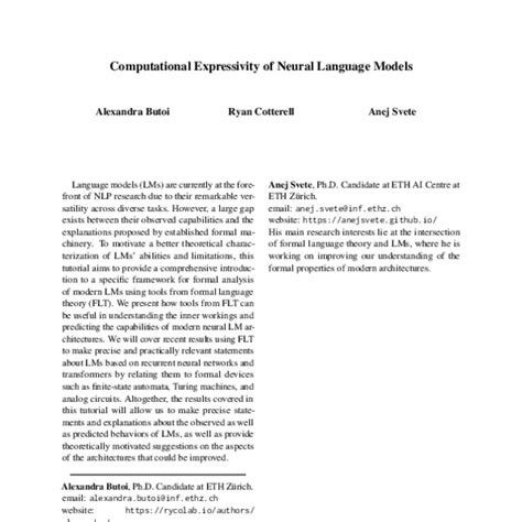 Computational Expressivity Of Neural Language Models Acl Anthology