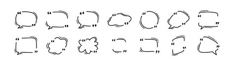 Doodle Quotation Mark Box Hand Drawn Blank Quote Text Speech Bubble