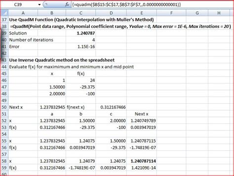 The Inverse Quadratic Method 2 Newton Excel Bach Not Just An