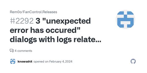 3 Unexpected Error Has Occured Dialogs With Logs Related To