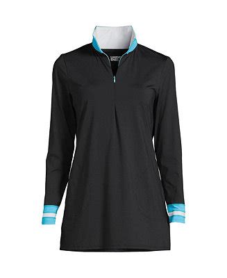 Lands End Womens Quarter Zip Long Sleeve Tunic Rash Guard Cover Up