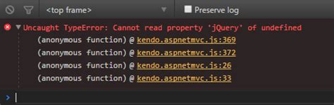 Kendo Ui Uncaught Typeerror Cannot Read Property Jquery Of