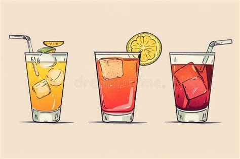 Three Glasses Filled With Different Types Of Drinks Suitable For Food
