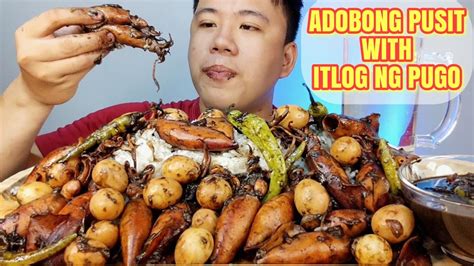 ADOBONG PUSIT NA MAY ITLOG NG PUGO Cooking Squid With Quail Eggs Pinoy Mukbang Mukbang
