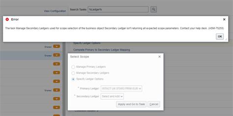 Unable To Access The Specify Ledger Options Page — Cloud Customer Connect