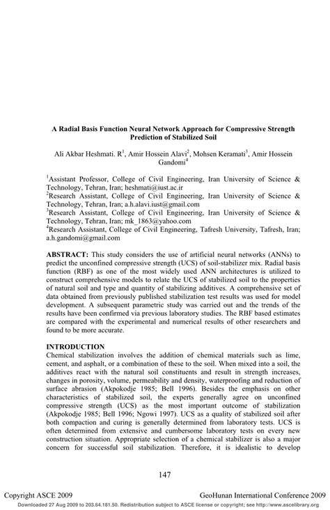 Pdf A Radial Basis Function Neural Network Approach For Compressive Strength Prediction Of