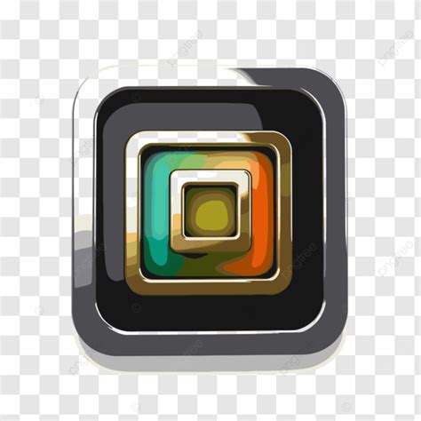 Colorful Square Button Icon Vector A Simplistic Colorful Icon Of Metal