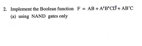 solved 2 implement the boolean function f ab a b cd