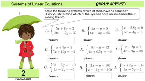 Systems Of Linear Equations 36 Problems Included No Sol Infinite Many Sol Practice Group