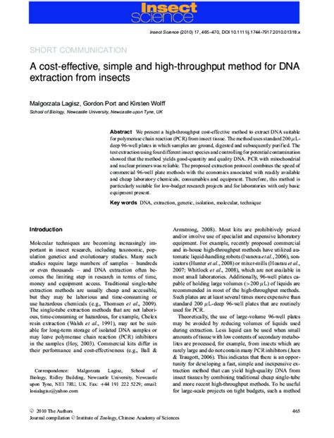 Pdf A Cost Effective Simple And High Throughput Method For Dna