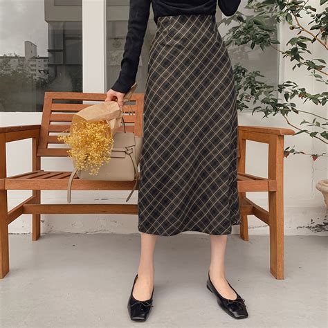 어나더트위 체크스커트 오늘출발🚀제작 Tsk0476 로하드 체크 롱스커트하객룩체크치마a라인스커트롱치마롱스커트