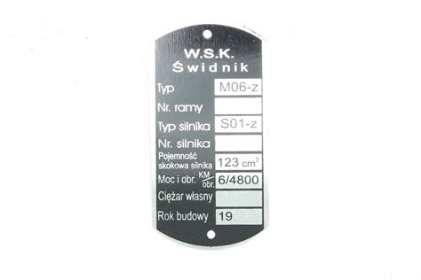 Tabliczka Znamionowa Wsk M06b3 Wzmoto Pl Mmp 23 02 2023 10 3981 Za 73