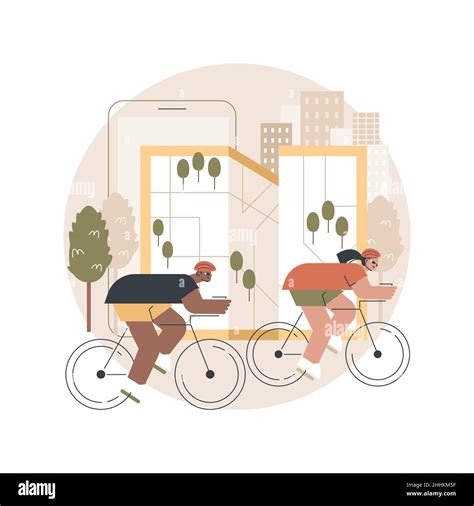 Bike Paths Network Abstract Concept Vector Illustration National