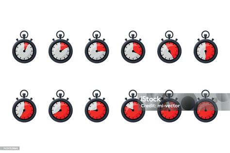 Set Timer Merah Stopwatch Jam Waktu Countdown Ikon Stopwatch Dalam Gaya