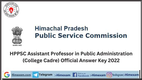 HPPSC Assistant Professor In Public Administration College Cadre Official Answer Key